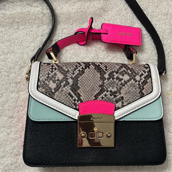 Aldo | Bags | Aldo Etiwen Mini Satchel Crossbody Pink And Black Purse ...